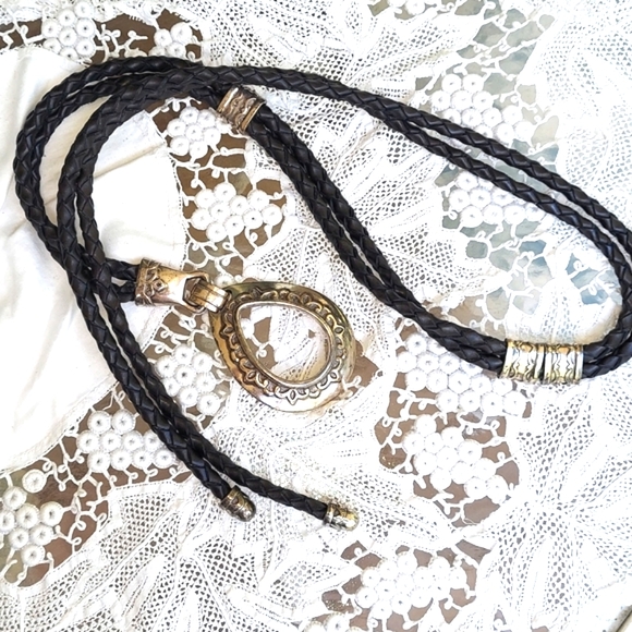 Roc | Accessories | Vintage Roc Lariat Style Leather Belt Black With ...
